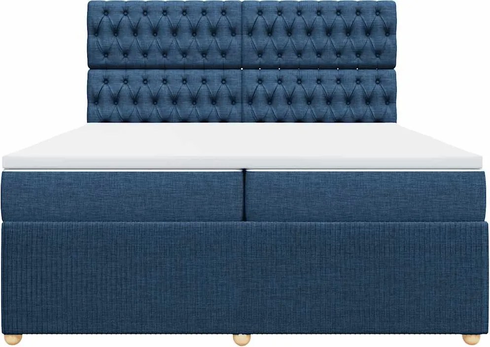 Box spring postel s matrací modrá 200x200 cm textil 3292176