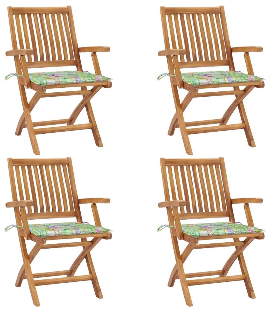 3072735 vidaXL Skládací zahradní židle s poduškami 4 ks masivní teak