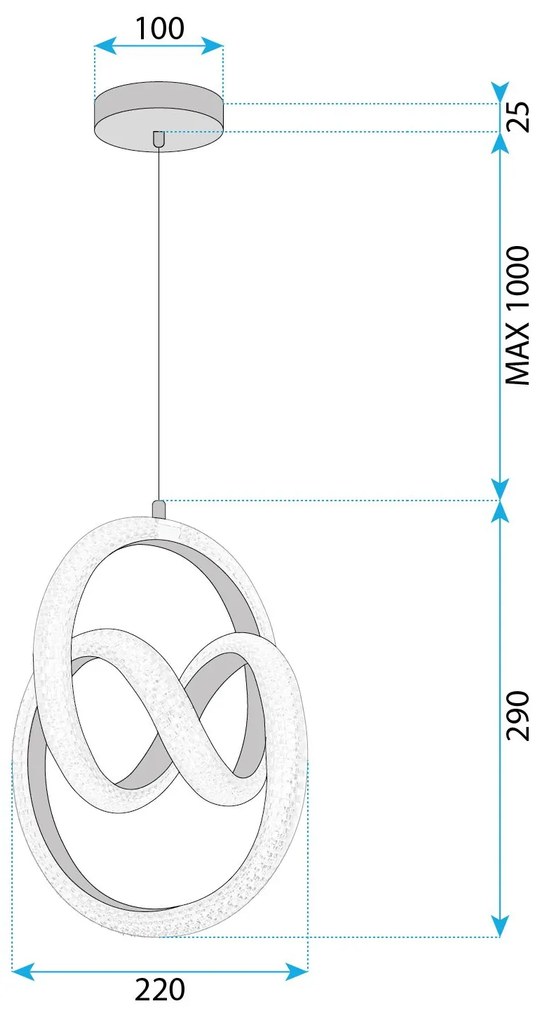 Toolight Závěsné LED svítidlo Luxury Glamour 1 G068-CP zlaté