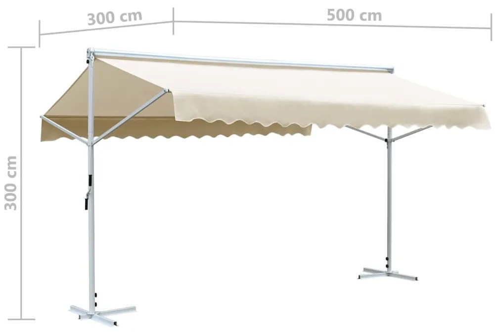 vidaXL Marketos Volně stojící markýza 500 x 300 cm krémová