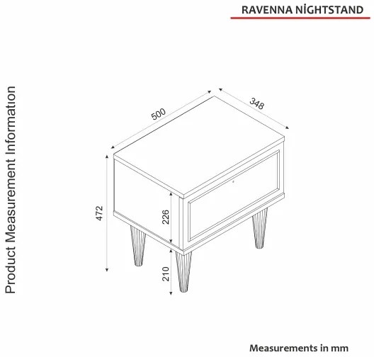 Noční stolek RAVENNA 47,2x50 cm bílá/černá/zlatá