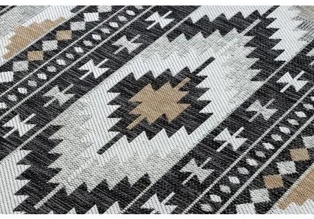 koberec SISAL COOPER Aztécký, Etno 22235 ecru / černý velikost 160x220 cm | krásné koberce cz