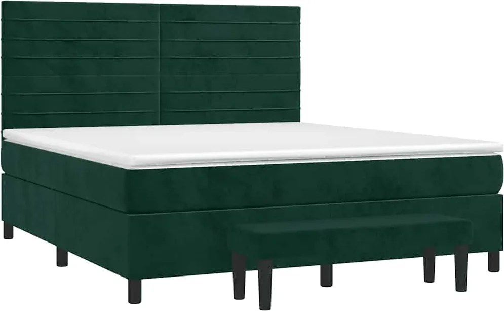 Box spring postel s matrací tmavě zelená 180x200 cm samet 3137920