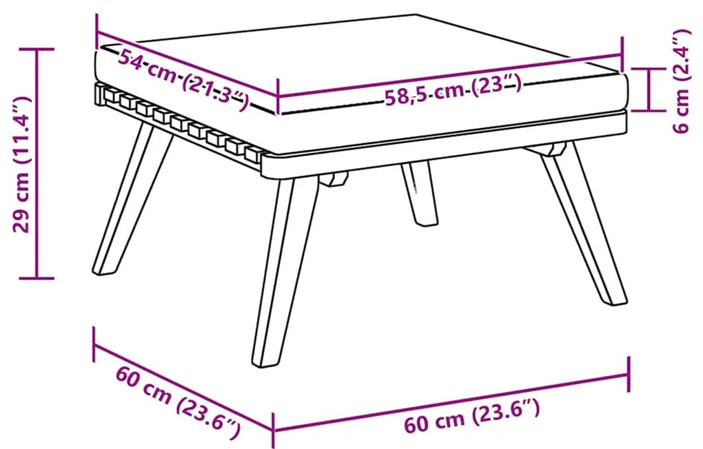 vidaXL Marketos Zahradní podnožka s poduškou 60 x 60 x 29 cm masivní akácie
