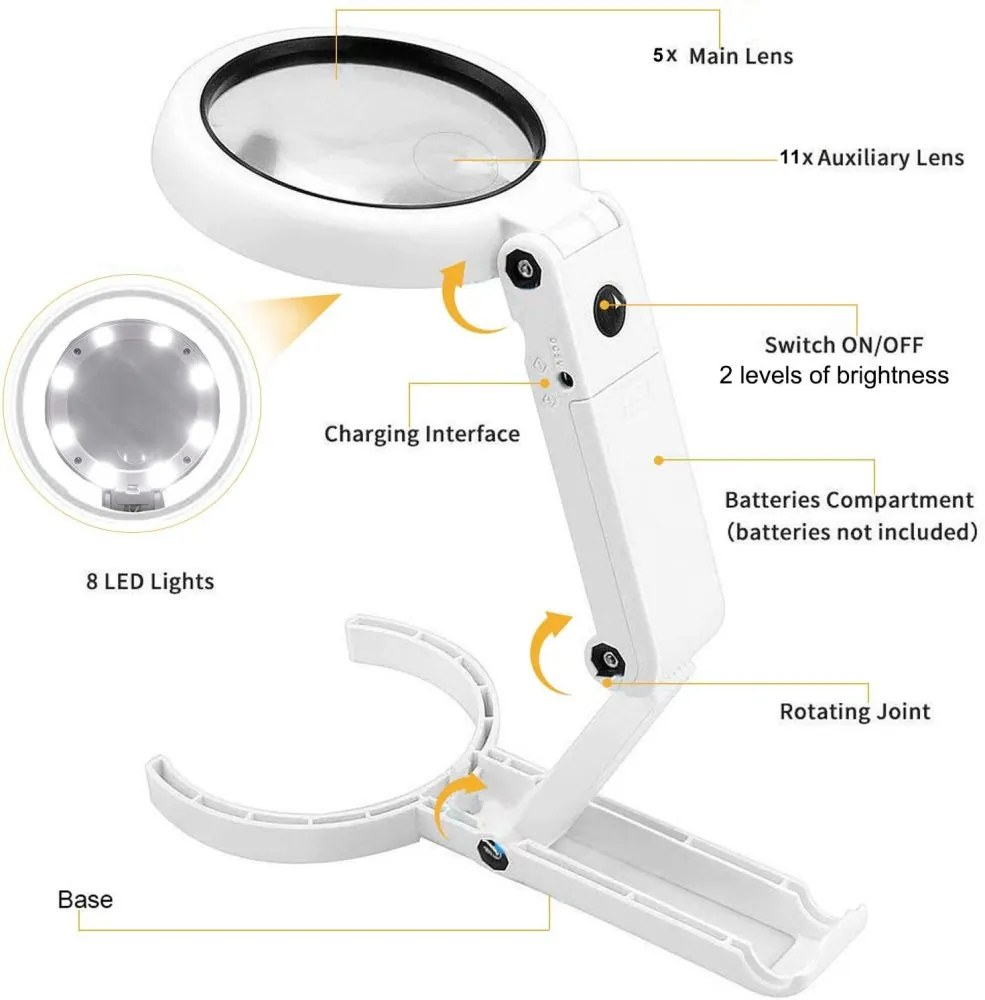 VELAMP LE037 přenosná lampa s osvětlením a lupou