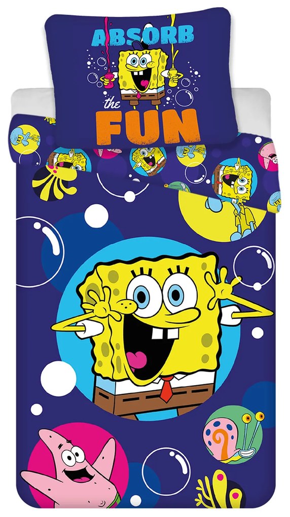 DĚTSKÉ BAVLNĚNÉ POVLEČENÍ SPONGEBOB 100X135 CM, 1KS 40X60 CM VZOROVANÉ