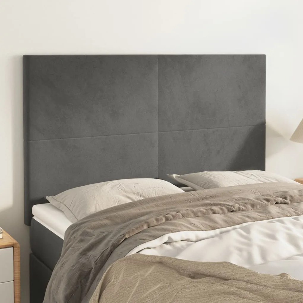 Čelo postele tmavě šedé 144x5x118/128 cm sametové 3116101