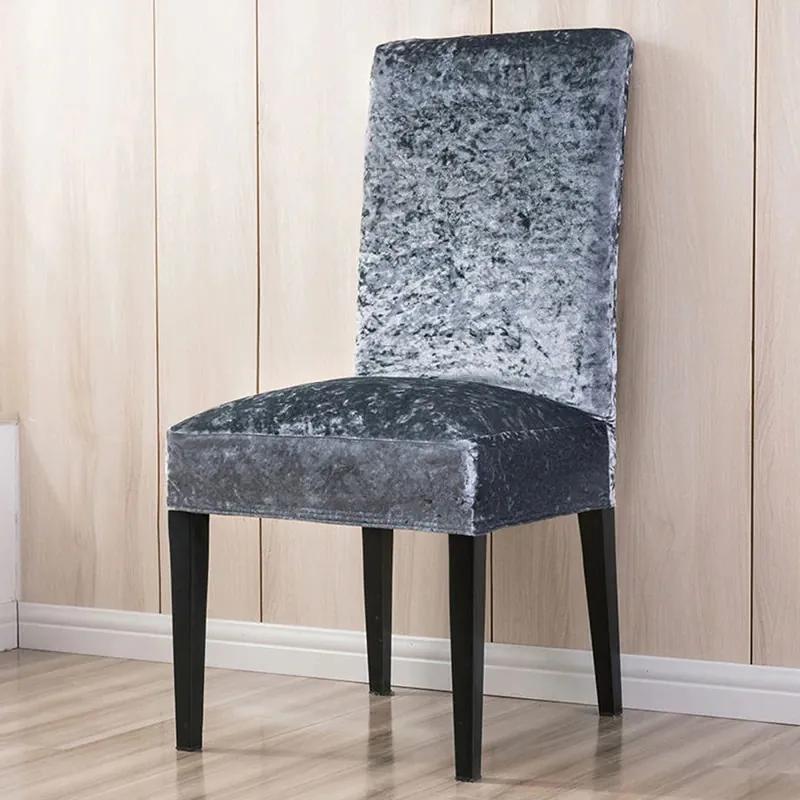 Sametové jednobarevné potahy na židle Varianta: lesklá, šedá