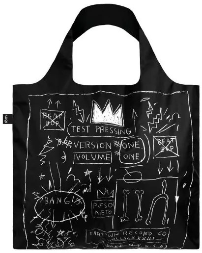 Nákupní taška LOQI Museum, Basquiat černá 50x42cm unese až 20 kg