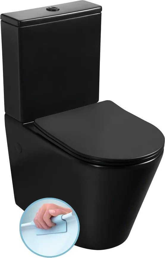 Sapho Sapho, PACO RIMLESS WC kombi, spodní/zadní odpad, černá, PC1012WRB