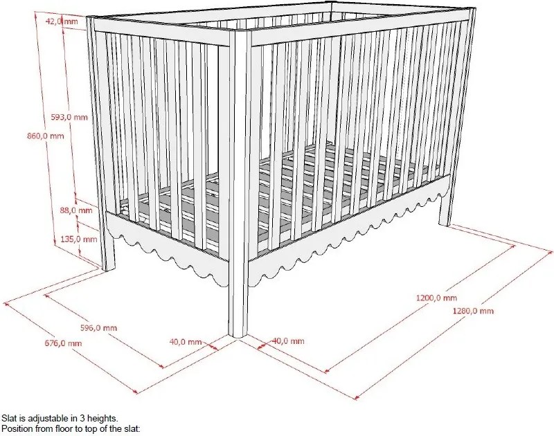 Béžová postýlka z borovicového dřeva s nastavitelnou výškou 60x120 cm Swingo – Vipack