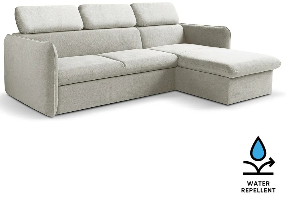 Malá sedací souprava SLIM | 235x179 cm | PRAVÁ | 84 světle šedá | rozkládací + úložný prostor