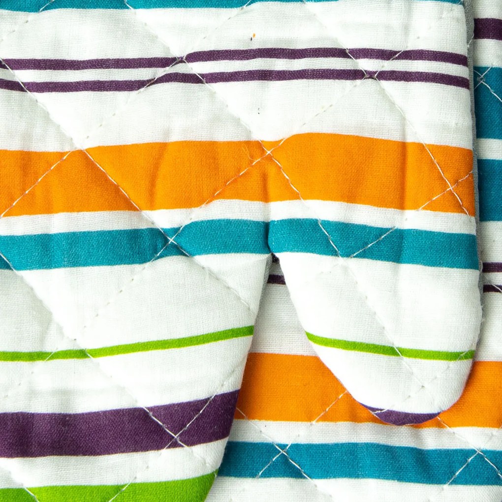 TextilCentrum.cz Kuchyňská chňapka bavlna / teflon HOME POINT, oranžový proužek , 27x17cm, 2ks (pravá, levá)