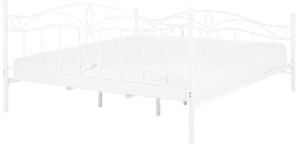 Bílá zdobená kovová postel 180x200 cm ANTLIA Beliani