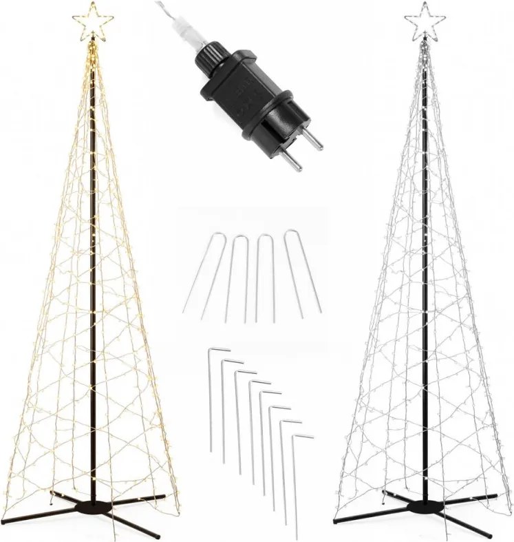 LED světelná dekorace Vánoční stromeček 840 LED, teplá bílá+bílý záblesk