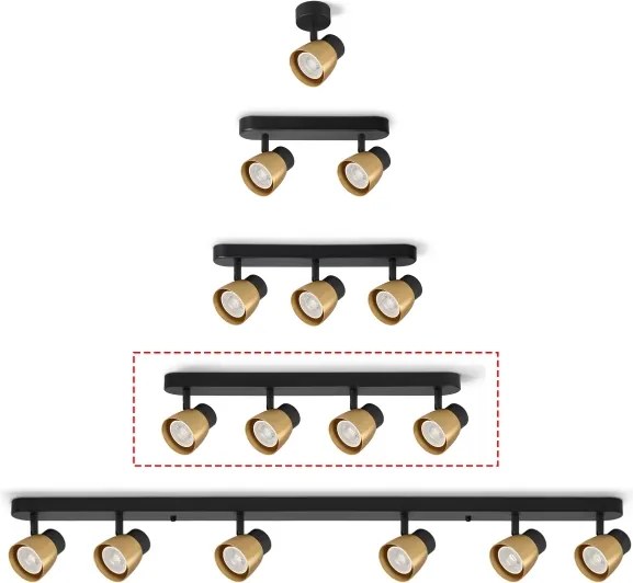 Brilagi - Bodové svítidlo NUGGET 4xGU10/30W/230V černá/zlatá