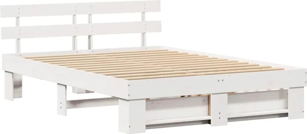 Rám postele se zásuvkou Bílá 150 x 200 cm Masivní borové dřevo 3382272