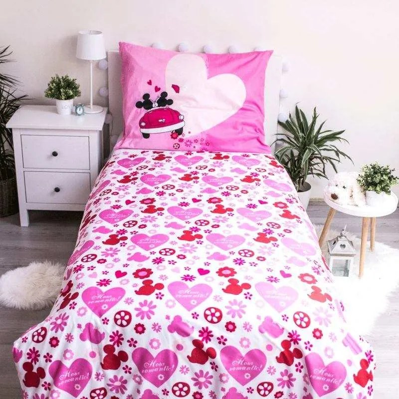 JERRY FABRICS Povlečení Mickey a Minnie Love micro Polyester - mikrovlákno, 140/200, 70/90 cm