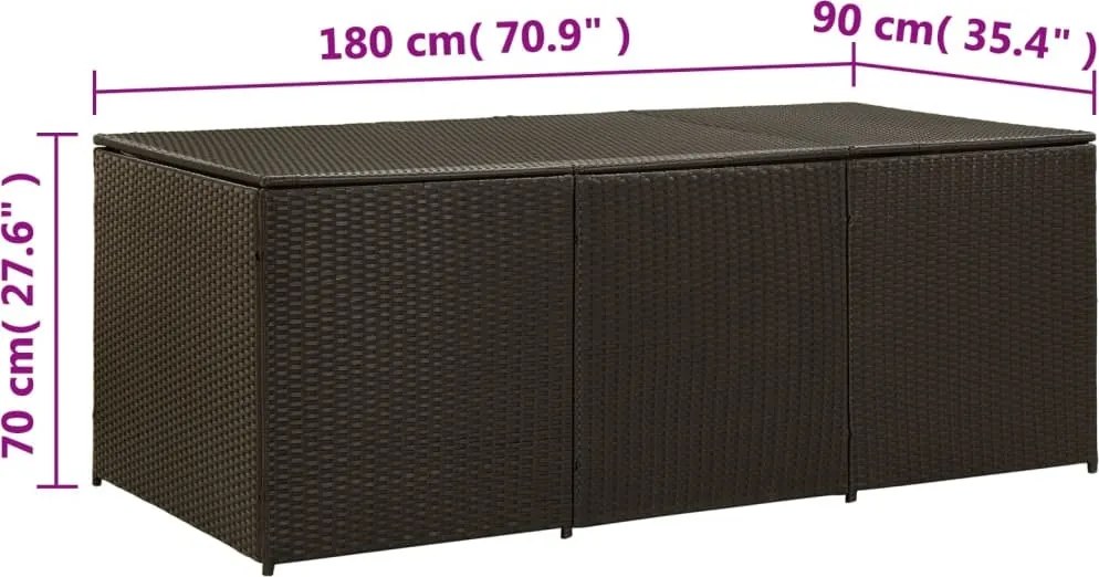 vidaXL Zahradní úložný box polyratan 180 x 90 x 70 cm [46478] Barva: Černá