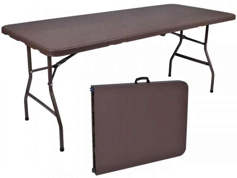 Cateringový skládací ratanový stůl 180 x 75 x 73,5 - hnědý
