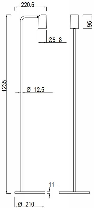 Mantra Sal, černá stojací lampa s otočnou hlavou 1xGU10, výška 123,5cm