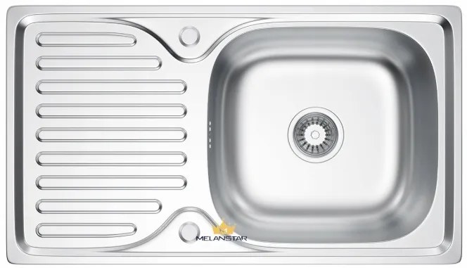Erga HD, 1-komorový ocelový dřez 760x430x160 mm, dekor hladký broušený satén, ERG-MLS-HD7643