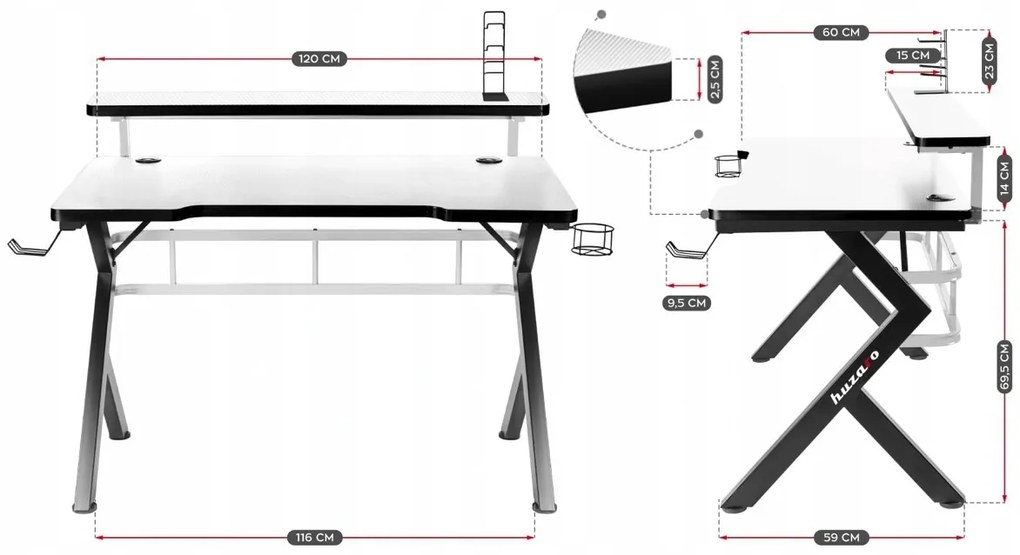 Mimořádně kvalitně propracovaný herní stůl v bílé barvě