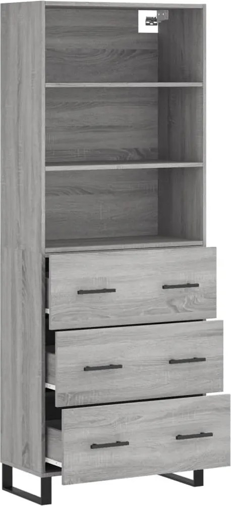Skříň highboard šedá sonoma 69,5 x 34 x 180 cm kompozitní dřevo 3189411