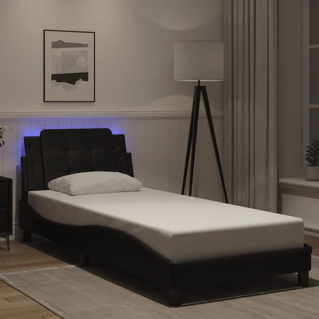 Rám postele s LED bez matrace Zadar černý 90 x 190 cm 3214075