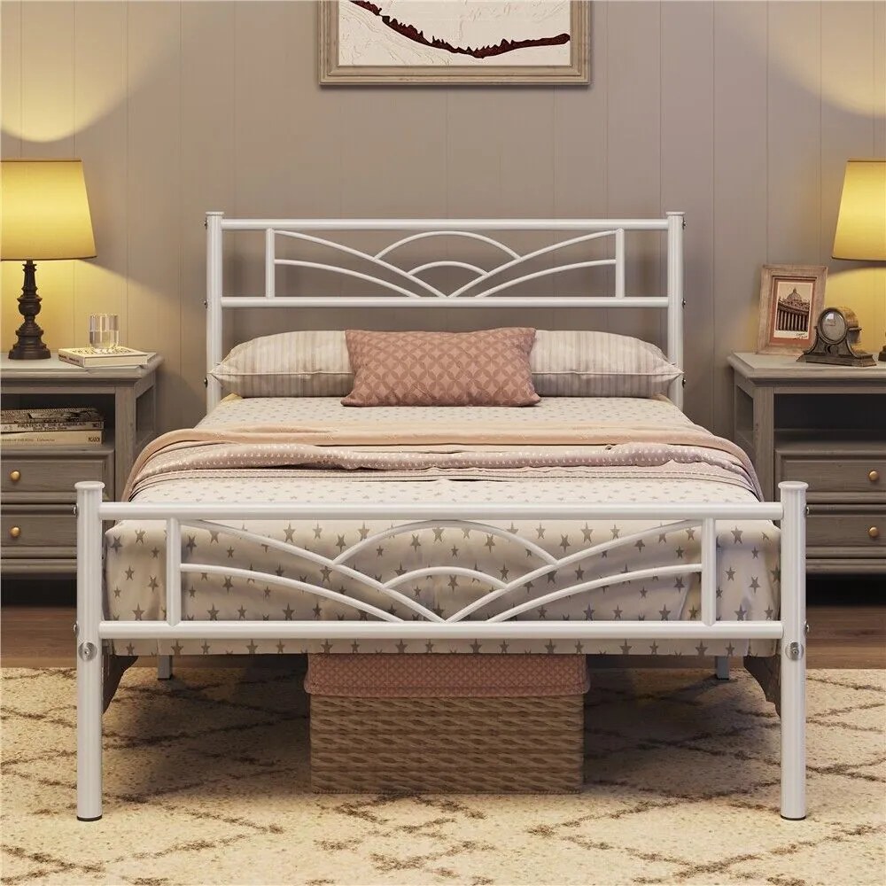Kovová postel 90x200cm bílá