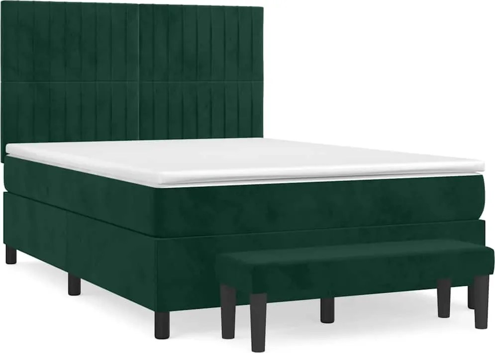 Box spring postel s matrací tmavě zelená 140x200 cm samet 3137968
