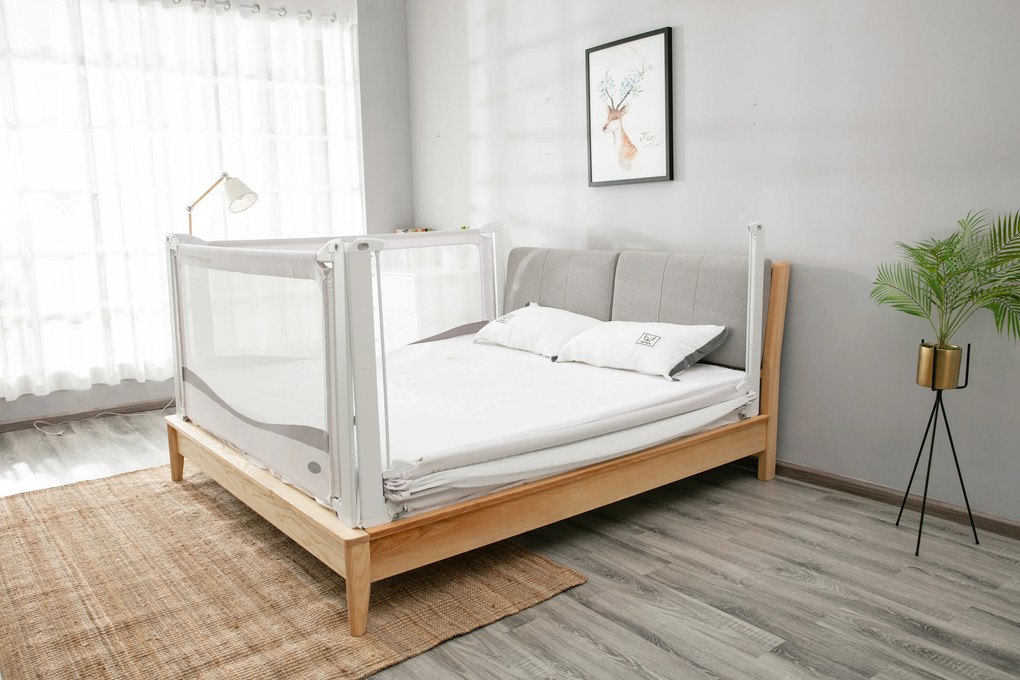 Zábrana na postel Monkey Mum® Premium - 160 cm - světle šedá