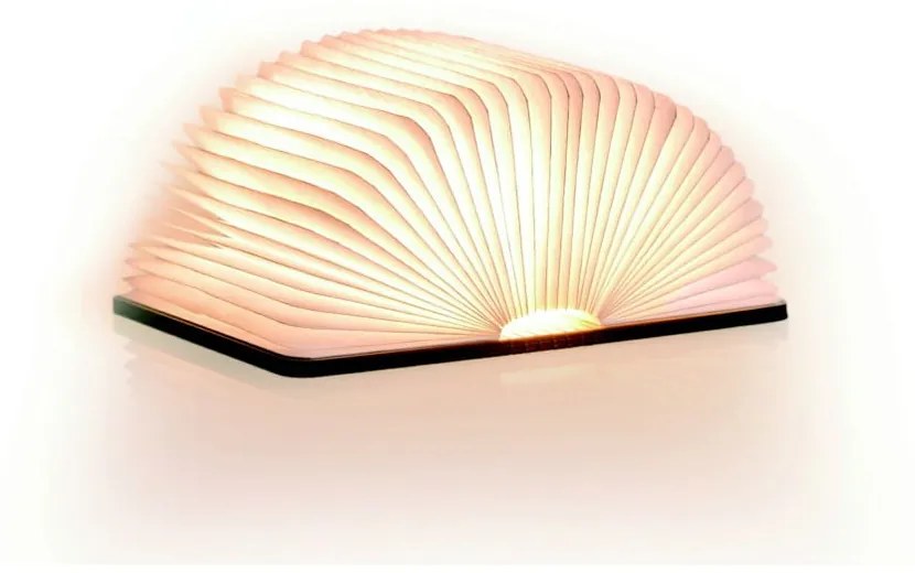 Tmavě hnědá LED stolní lampa ve tvaru knihy ze dřeva ořechu Gingko Mini
