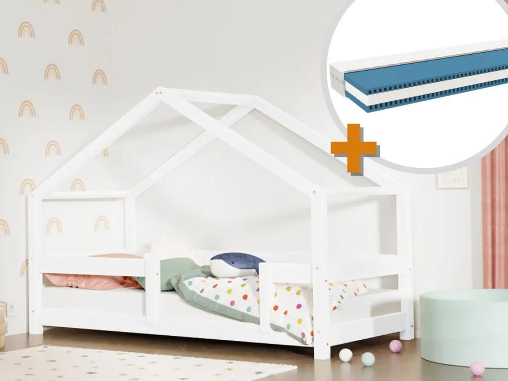 Benlemi Dětská domečková postel LUCKY s pevnou bočnicí Barva: Cihlová, Rozměr: 120 x 200 cm