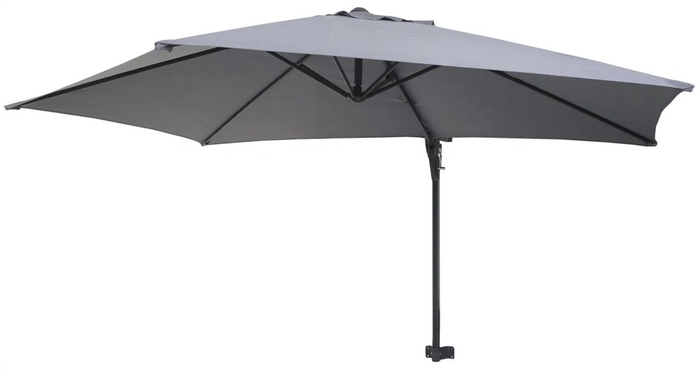 Nástěnný slunečník Casoria 3 m polyester hliník/ocel - šedá