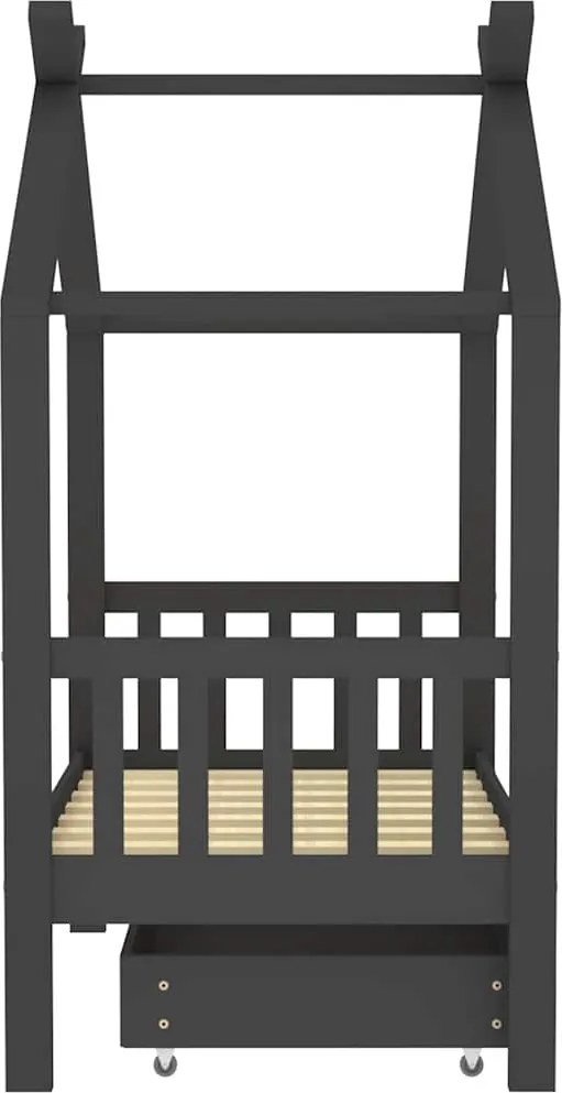 Rám dětské postele se zásuvkou tmavě šedý borovice 70 x 140 cm 322151