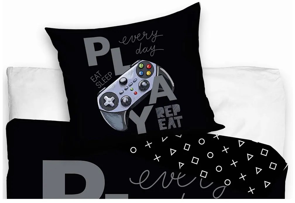 TipTrade s.r.o. Dětské povlečení Gamer Play Repeat 140x200 + 70x90