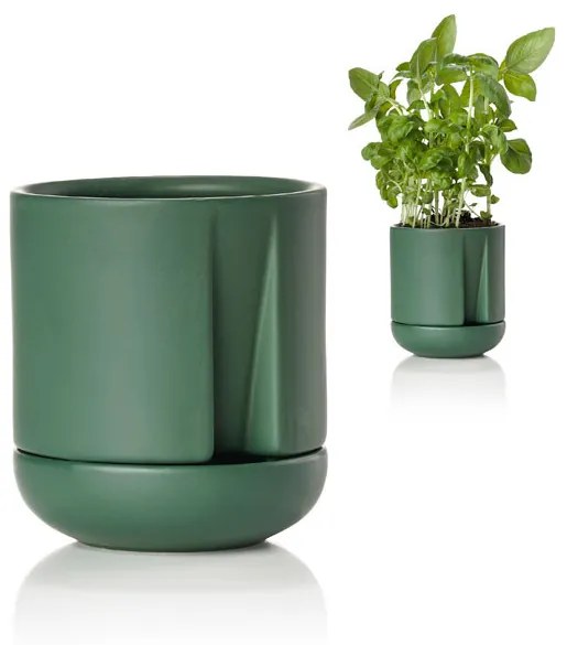 Zone Denmark Samozavlažovací květináč na bylinky Herb &amp; Sprout Jungle Green 10 x 11,6 cm