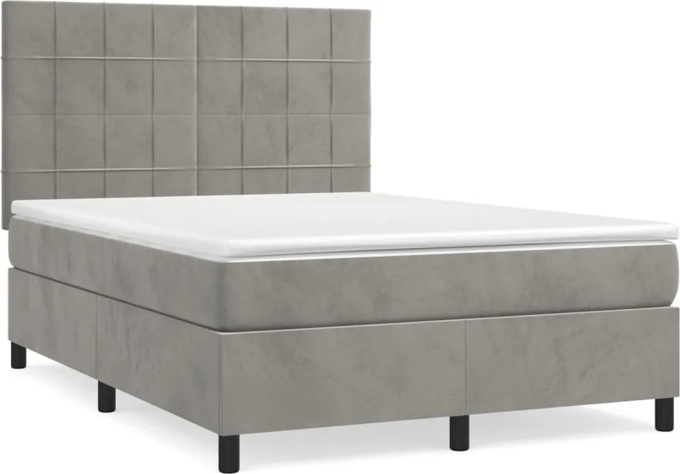 Box spring postel s matrací světle šedá 140x200 cm samet 3143025