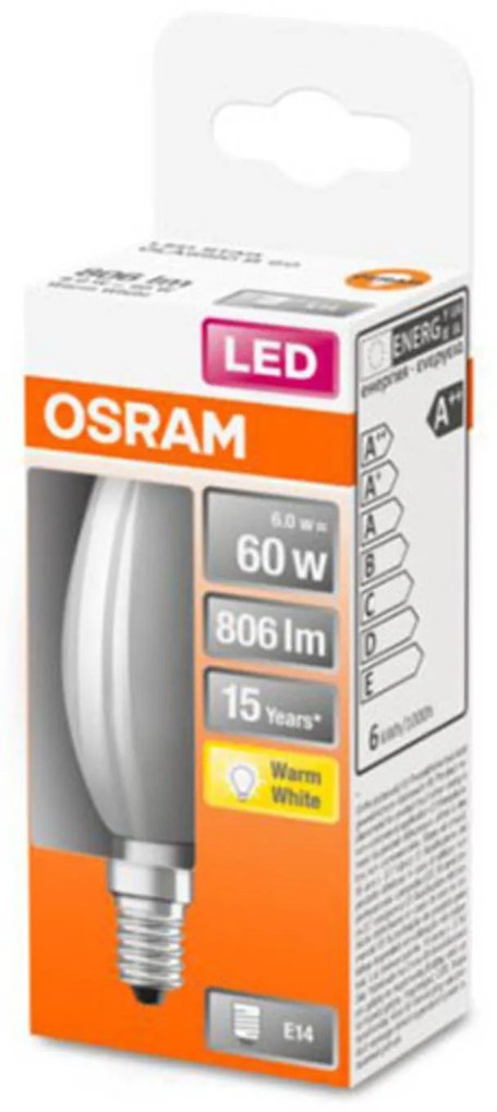 OSRAM LED žárovka E14 Classic B 5,5W 2.700K matná