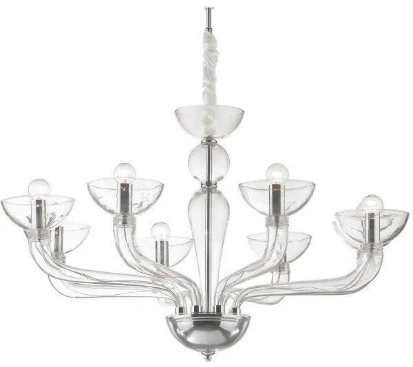 Ideal Lux - Lustr na řetězu CASANOVA 8xE14/40W/230V pr. 88 cm čirá