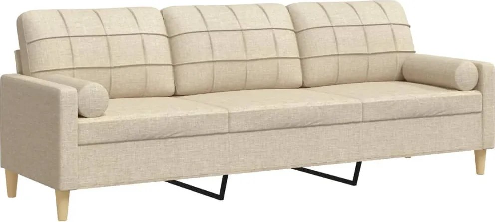 3místná pohovka s polštáři krémová 210 cm textil 3278203