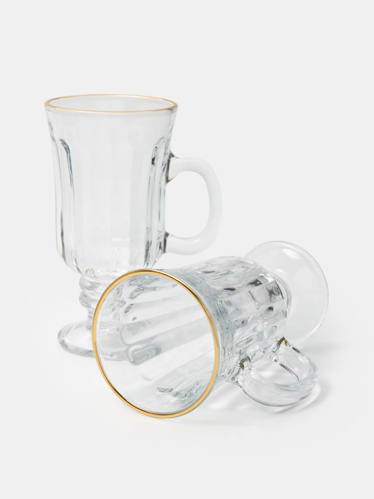 Sinsay - Sklenice na nožce se zlatým okrajem 2 pack - clear
