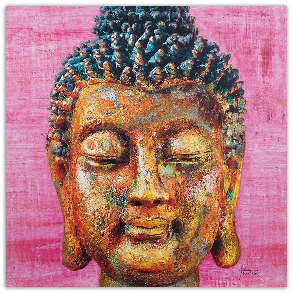 Obraz na plátně Buddha na pozadí Růžové zenové lázně - 50x50 cm