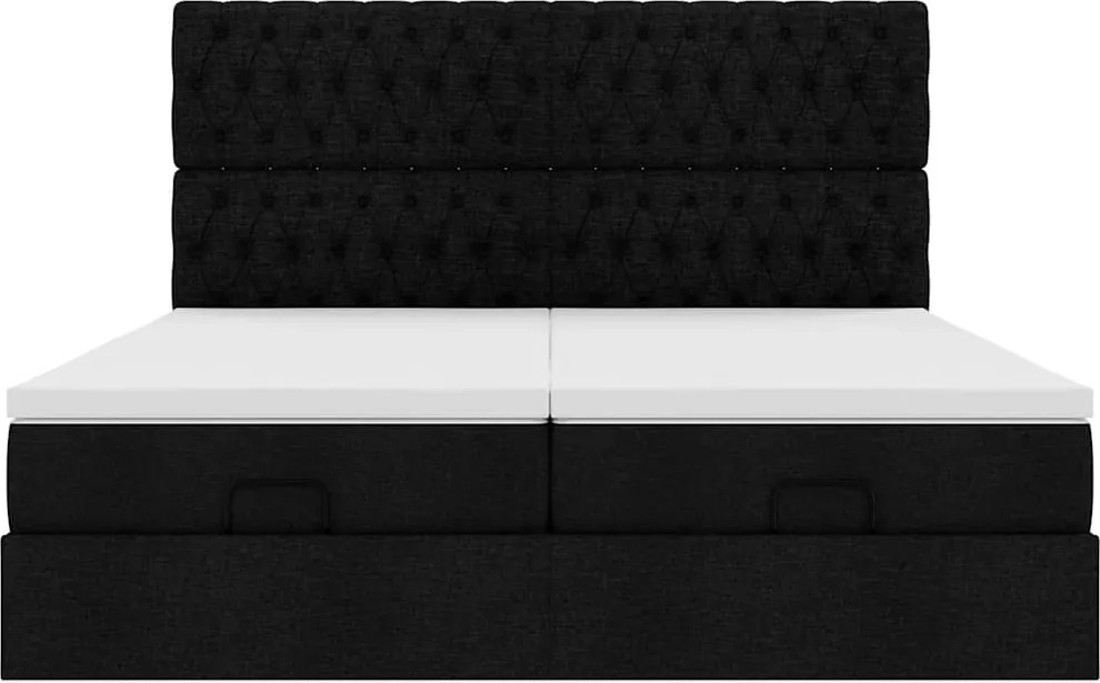 Osmanský rám postele s matrací černá 180x200cm textil 3313715