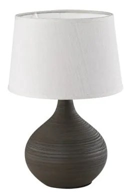 Tmavě hnědá stolní lampa z keramiky a tkaniny Trio Martin, výška 29 cm