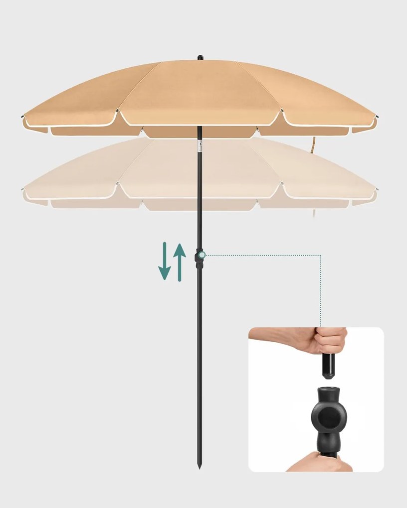 Slunečník SOLARA, Ø160 cm, světle hnědá (taupe) SongmicsHome