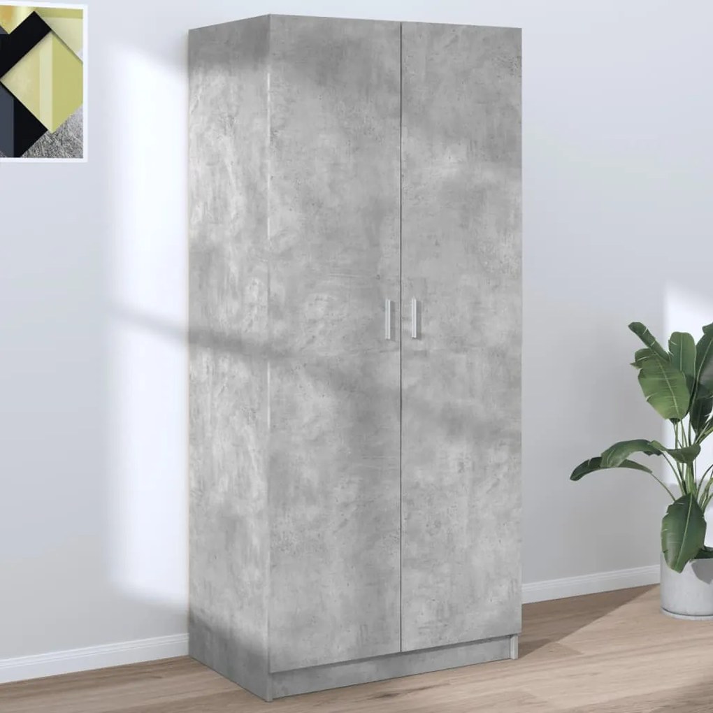 800625 vidaXL Šatní skříň betonově šedá 80 x 52 x 180 cm dřevotříska