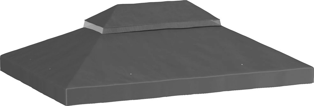 Náhradní stříška Outsunny pro altán 4 x 3m, dvojitá střecha s odtokovými otvory, vysoká hustota 370g/m² polyester, UPF30+ ochrana proti slunci, POUZE…