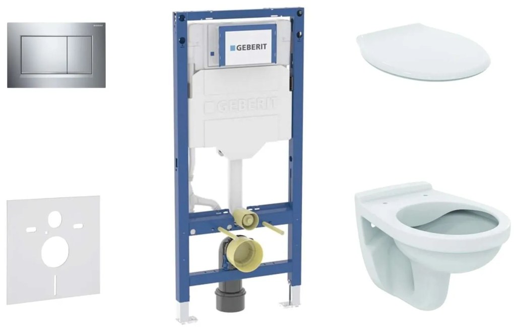 Geberit Duofix - Set předstěnové instalace, klozetu Alpha a sedátka, tlačítko Sigma20, chrom SANI11CD1129